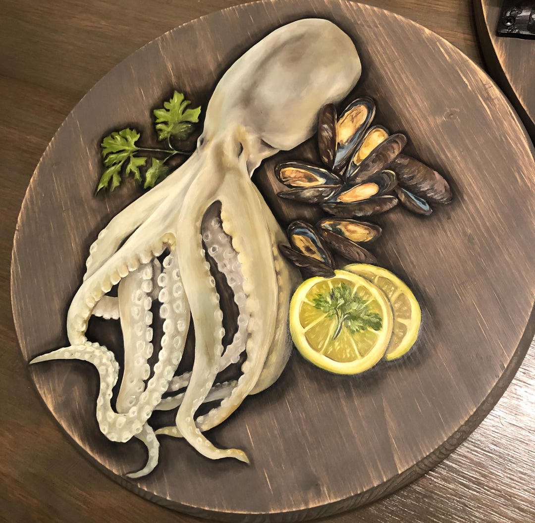 15 Beautiful Hand Painted Serving Tray Featuring Octopus. - Etsy