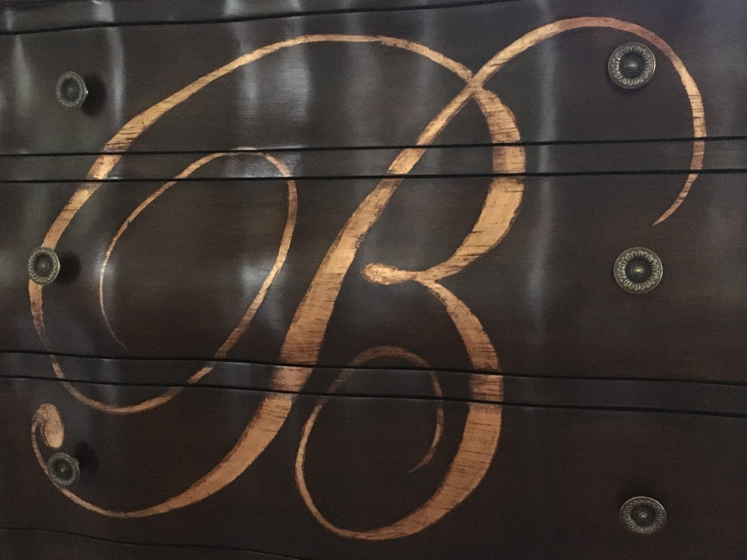 Monogrammed Dresser, Chest of Drawers, Whimsical Furniture, Gold Leaf ...