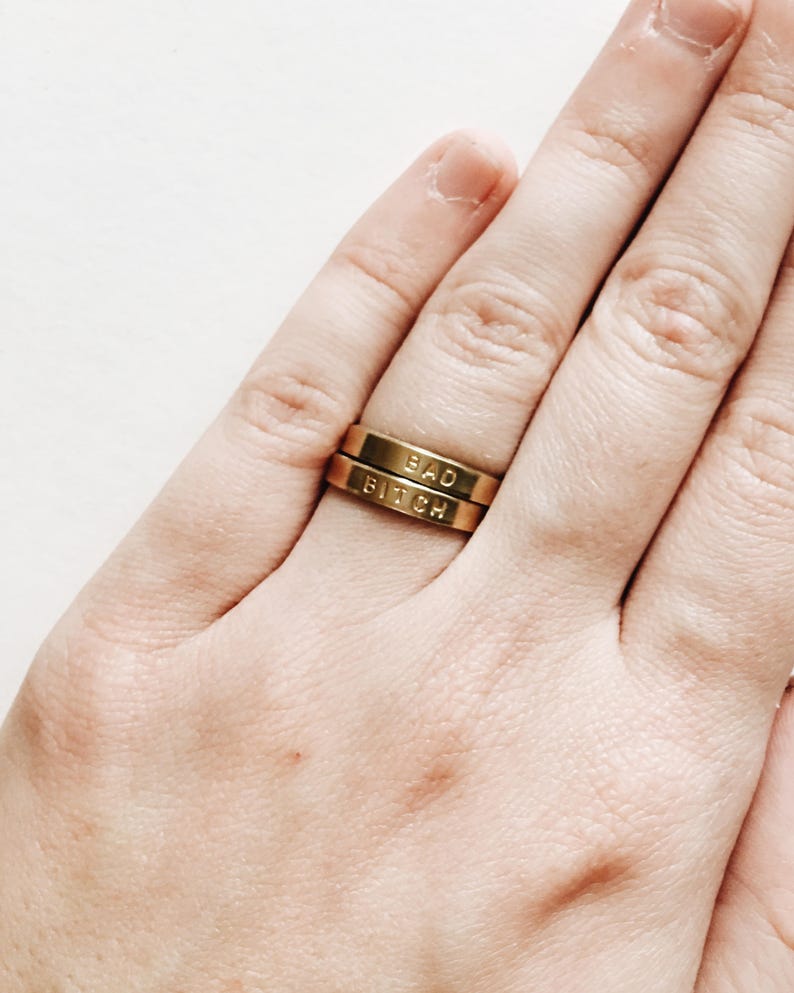 Bad Bitch Handstamped Rings // Feminist Jewelry Badass | Etsy