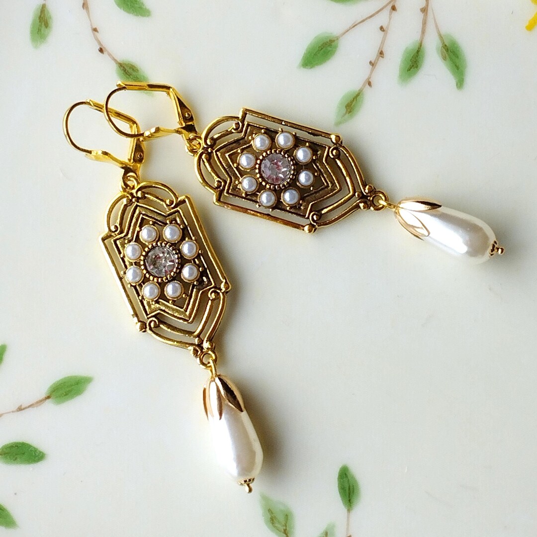 Art Deco Earrings, Roaring Twenties, Geometric, 1920s Flapper, Vintage ...