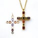 Victorian Cross Necklace, Simulated Gemstone Cross, Faux Gemstone Cross ...