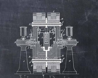 Tesla AC Motor Patent Print Tesla Art Print