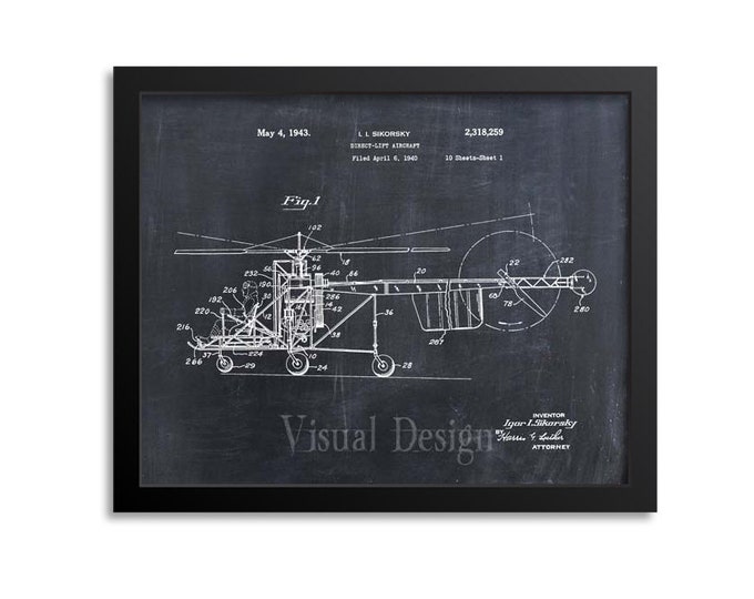 Helicopter Rotor System Patent Print Poster 1966 Historical Vintage ...