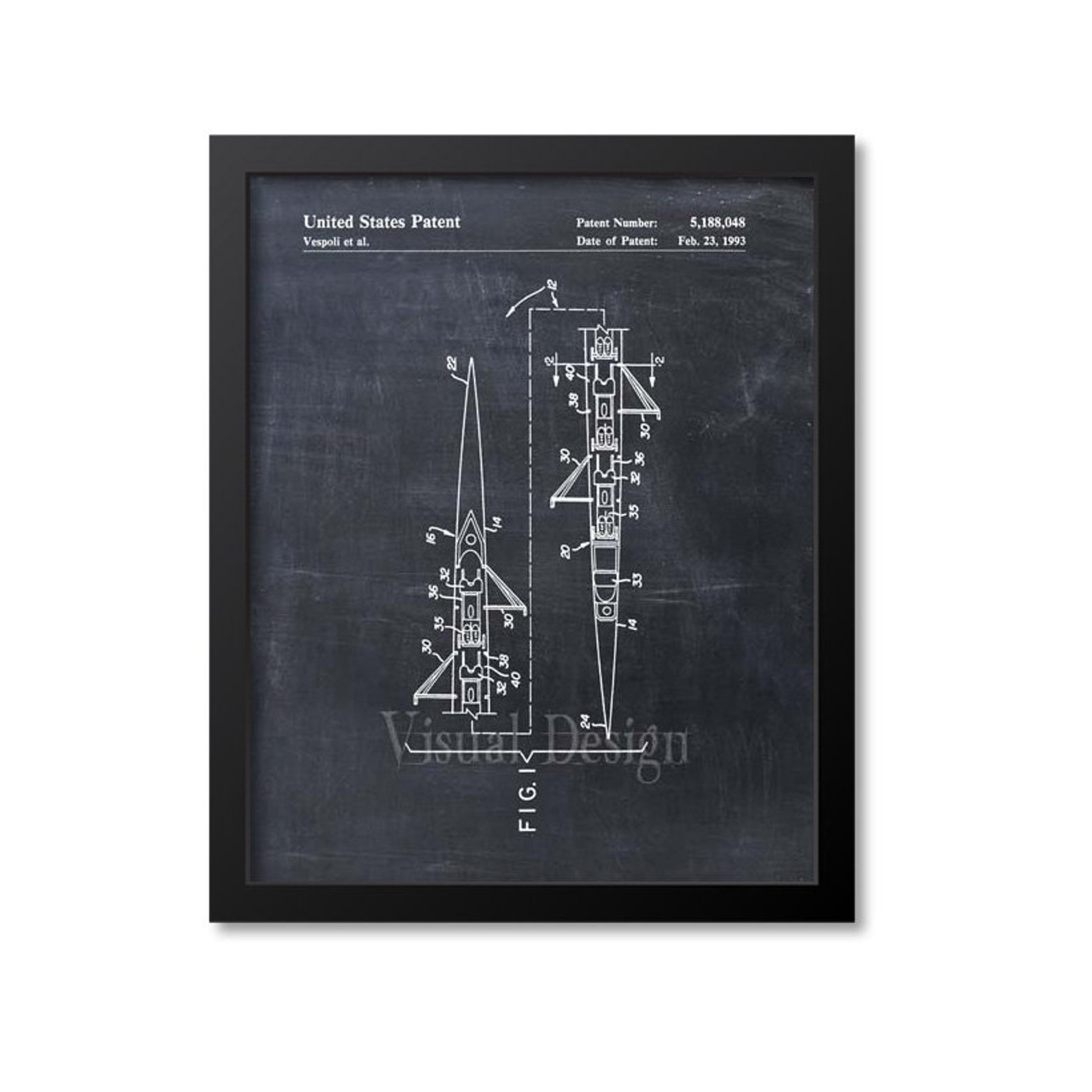 4 Man Rowing Shell Scull Patent Print Boat Art - Etsy
