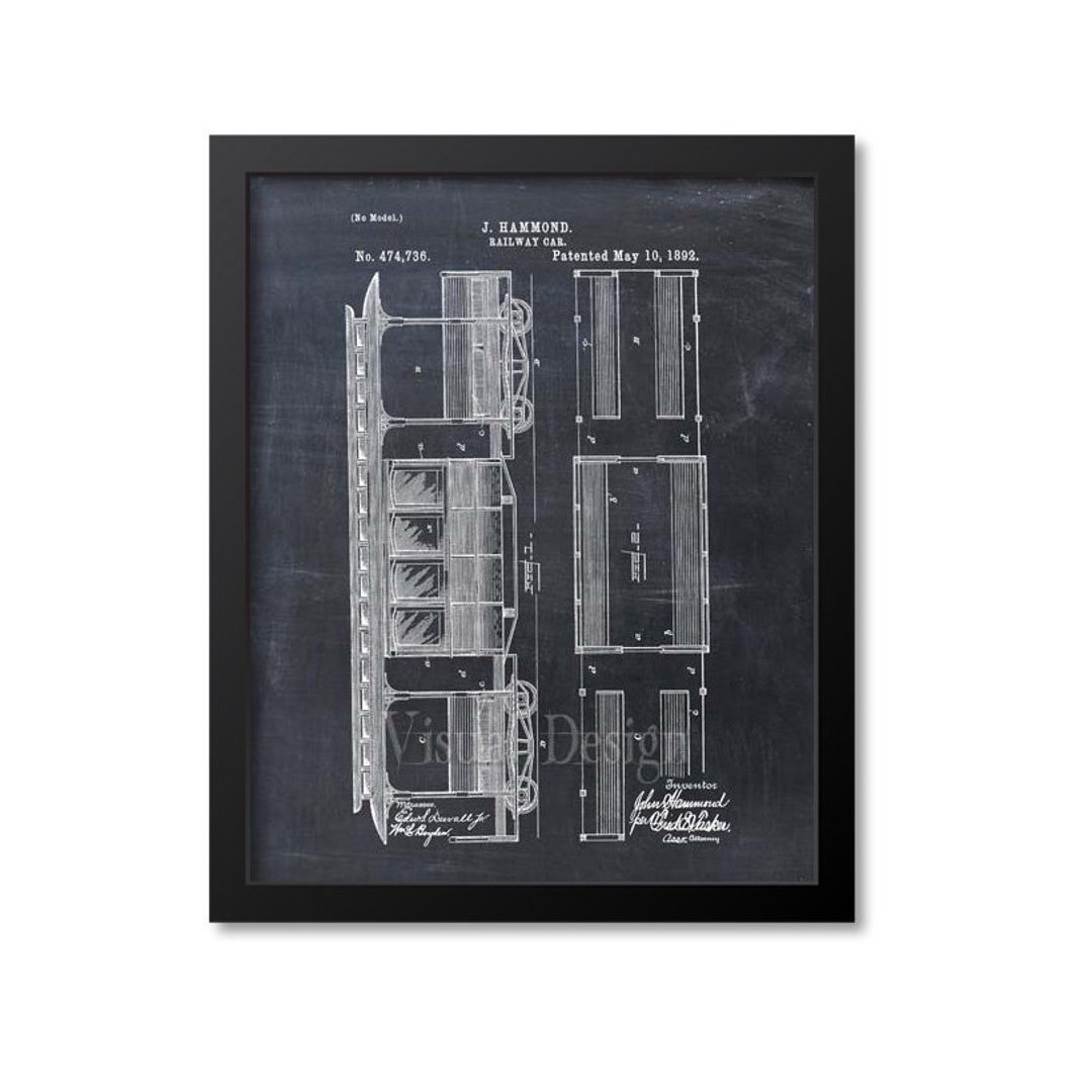 Railway Car Patent Print Train Patent Art Print Patent Poster Train ...