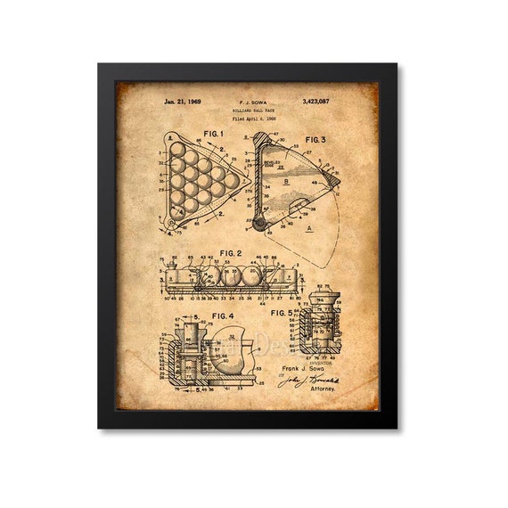 Billiard Ball Rack Patent Print Patent Art Pool Print - Etsy