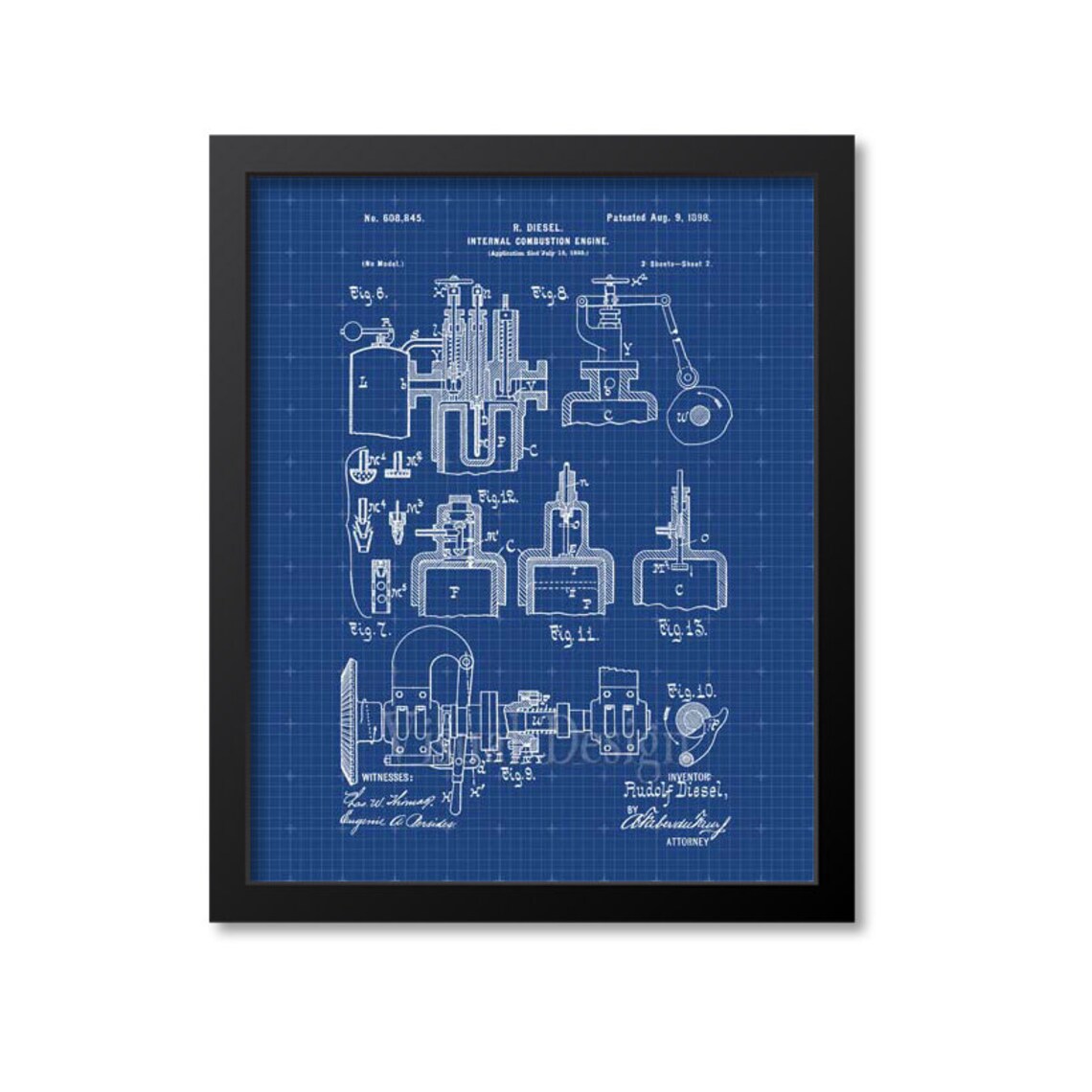 Diesel Engine Patent Print, Diesel Engine Wall Art Print - Etsy