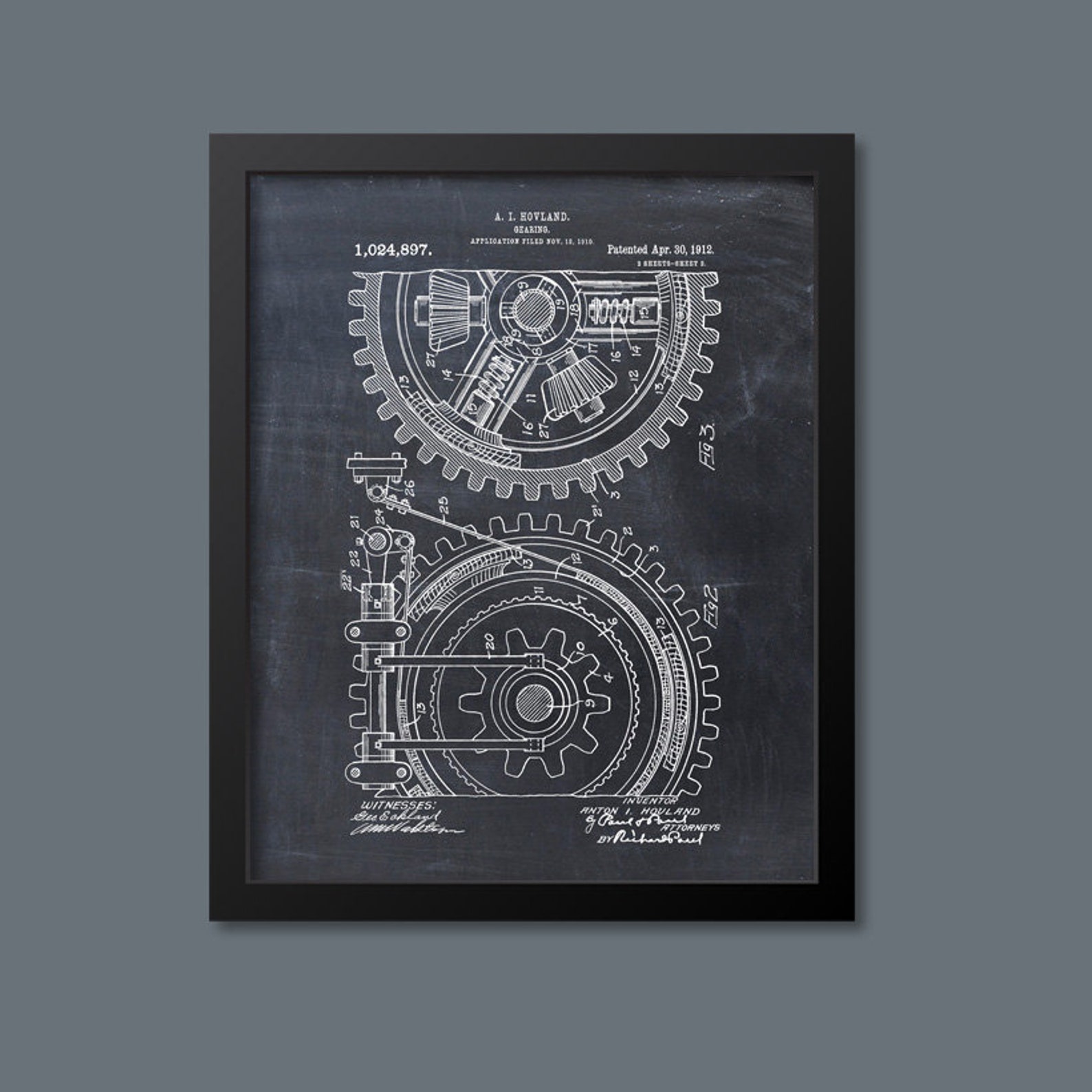 Gears Patent Print Art - Etsy