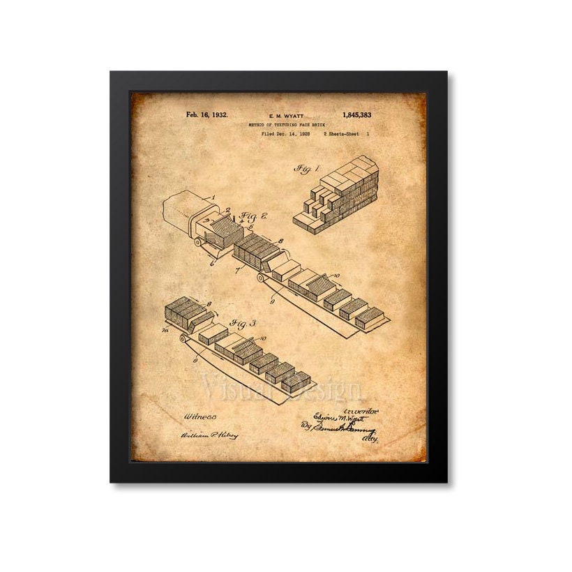 Method of Texturing Face Brick Patent Art Print Patent | Etsy