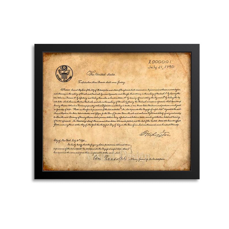 First U.S. Patent Print - Patent Art Print - George Washington - Patent ...