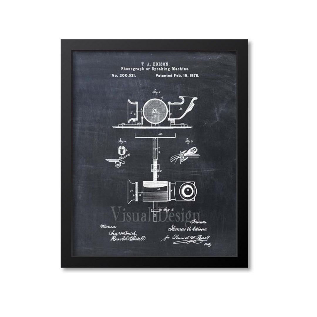 Edison Phonograph Patent Print, First Record Player, Music Wall Art ...