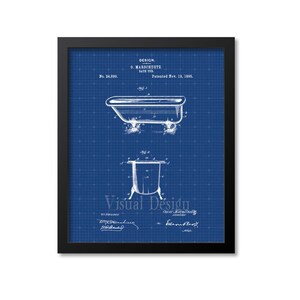 Bathtub Patent Print Art 1895, Bathroom Art - Etsy
