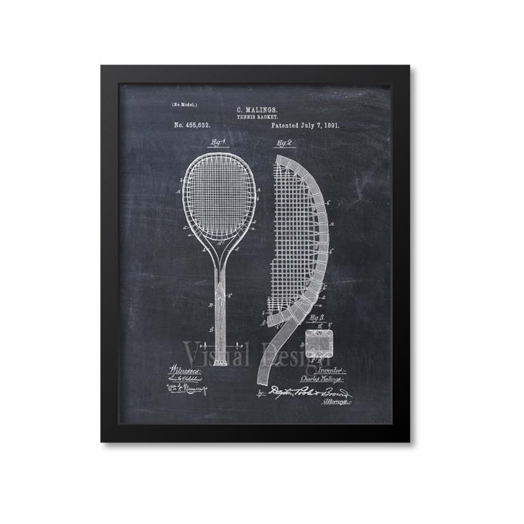 Tennis Racket Patent Print Wall Art - Etsy