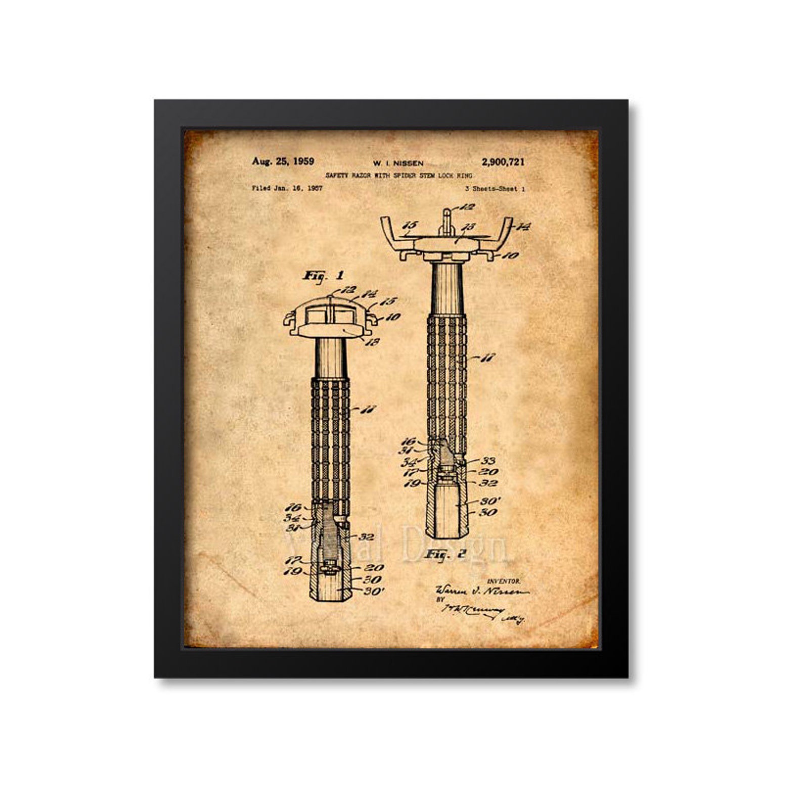 Razor Patent Razor Poster Razor Print Razor Art Razor Wall | Etsy