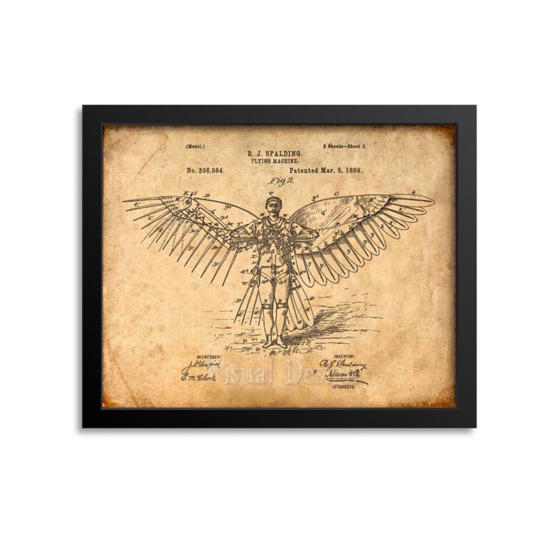 Flying Machine Patent Print From 1889 - Patent Art Print Patent Poster ...