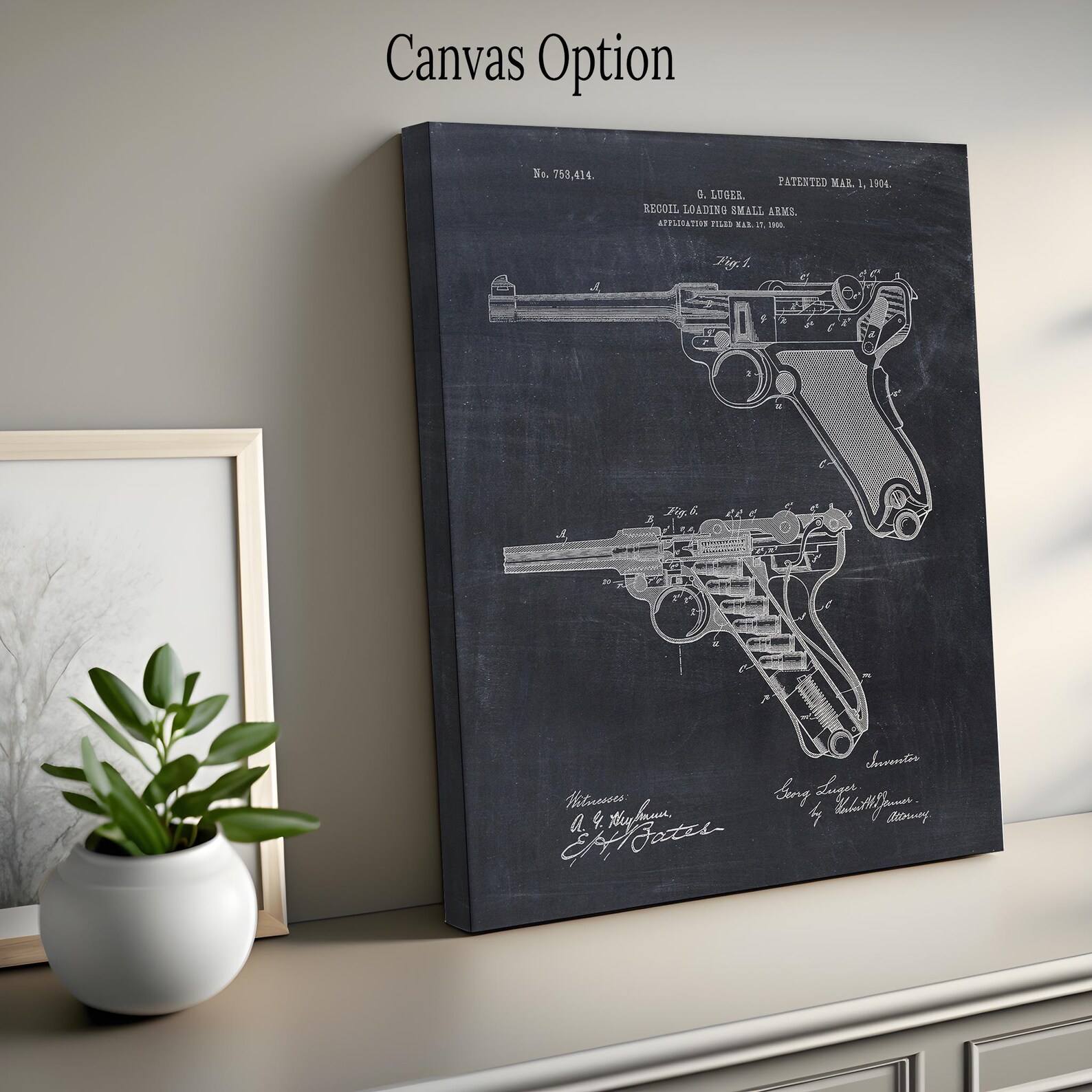 Luger Patent Print, Luger Pistol Art Print, Gun Print, Gun Patent Print ...