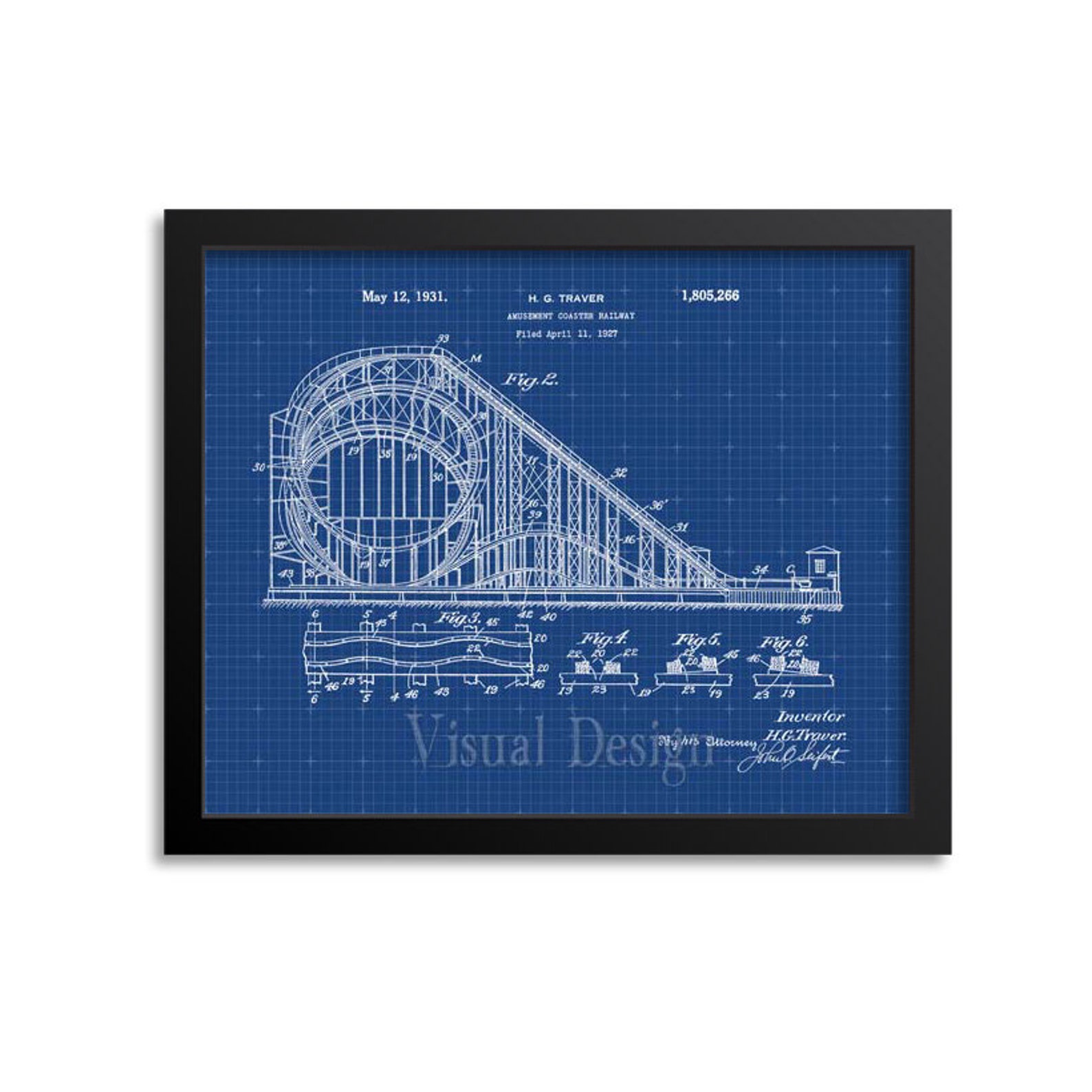 Roller Coaster Patent Print, Roller Coaster Patent Art Print, Children ...