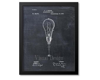LED Light Patent Print Light Bulb Lamp Patent Art Print | Etsy