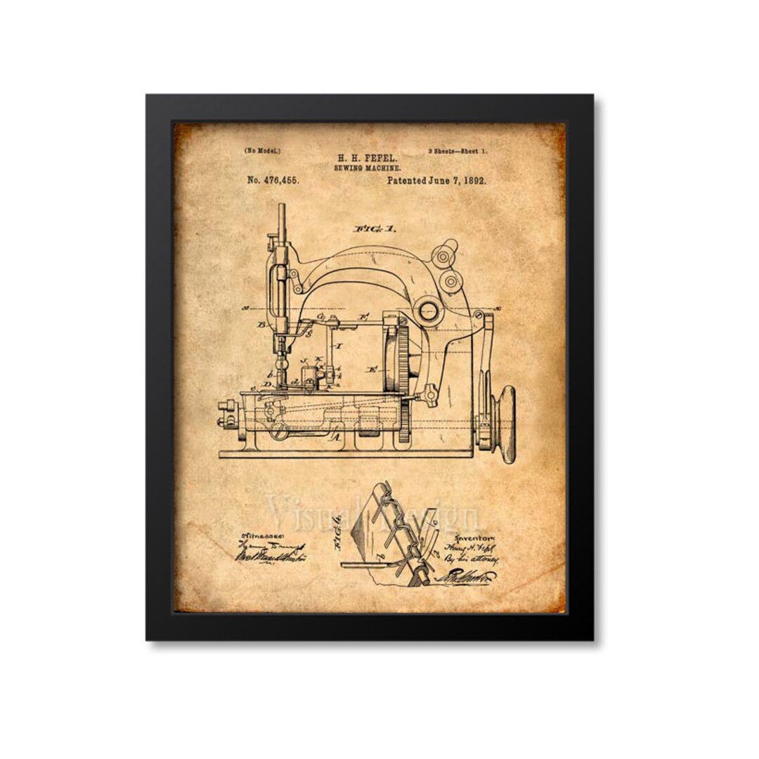 Sewing Machine Patent Print, Sewing Machine Patent Art Print, Patent ...