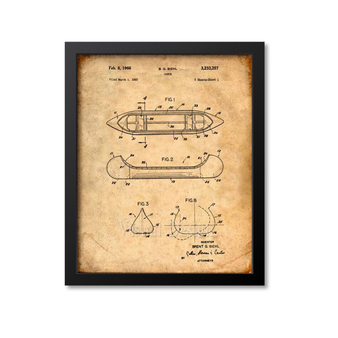 Canoe Gift, Canoe Wall Art, Canoe Patent Print, Canoe Art Print Poster ...