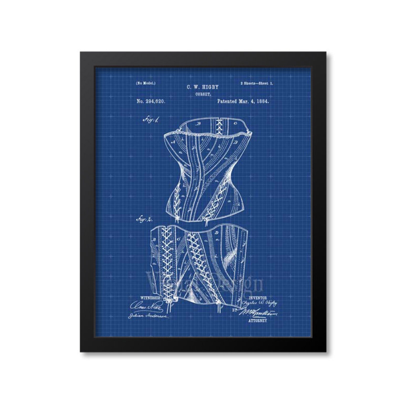 Corset Patent Print From 1884 - Patent Art Print - Patent Poster - Etsy