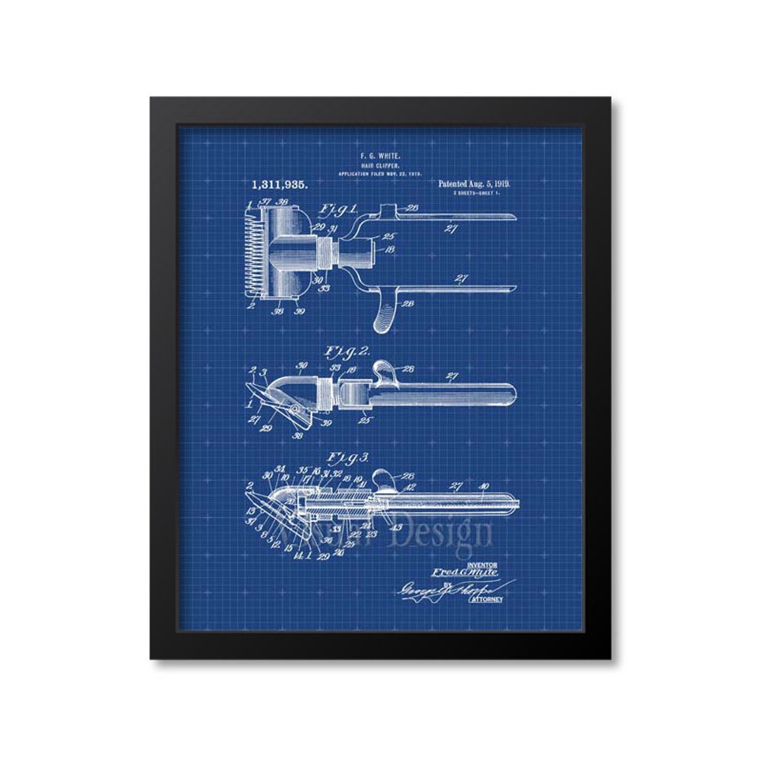 Barber's Hair Clipper Patent Print - Patent Art Print - Patent Poster ...