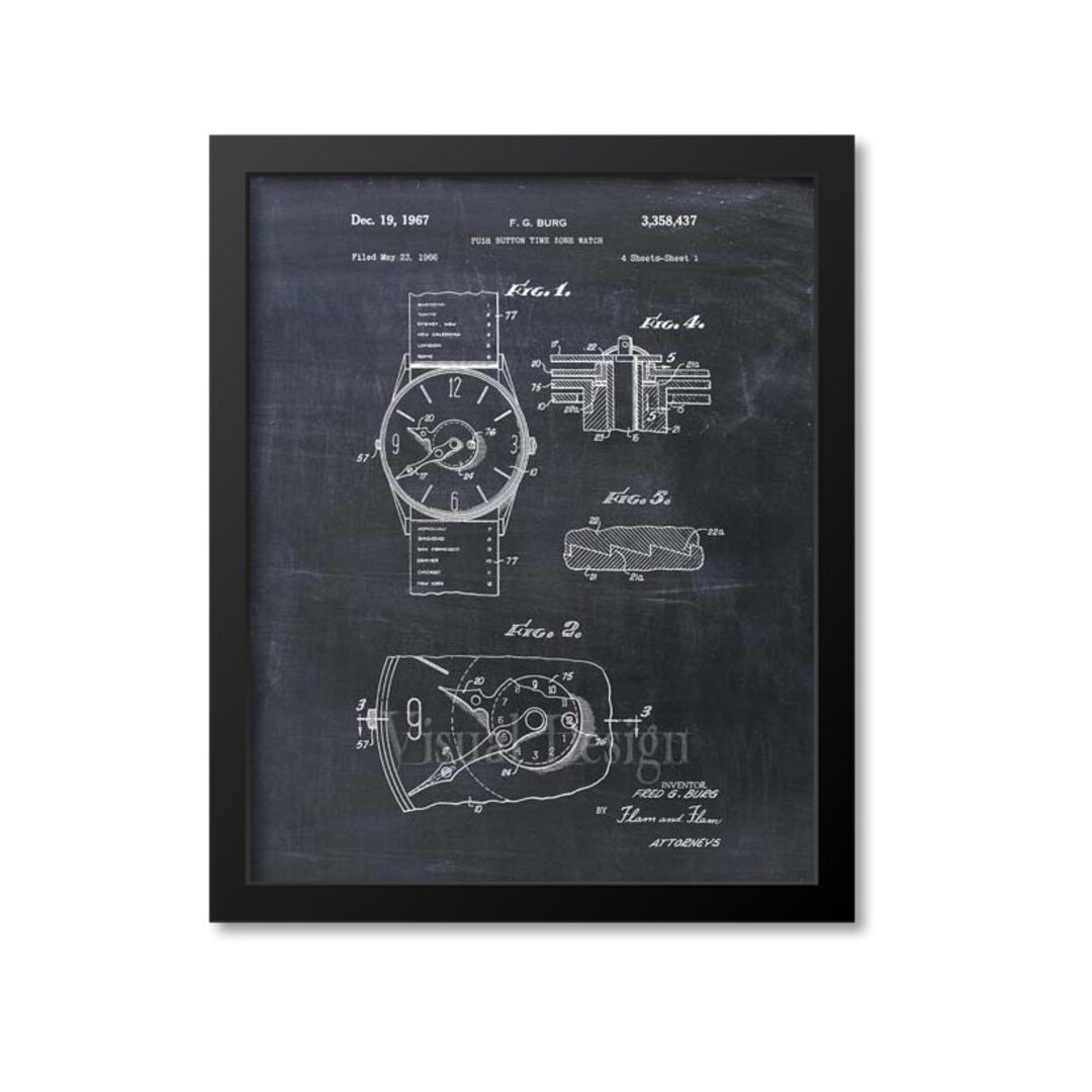 Push Button Time Zone Watch Patent Art Print Watch Patent Poster - Etsy