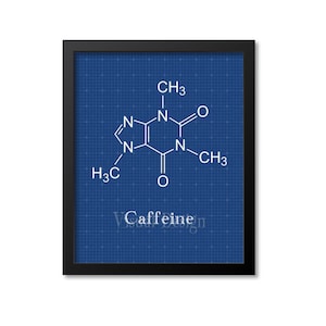 Caffeine Molecule Coffee Art Print, Coffee Poster, Science Wall Art ...