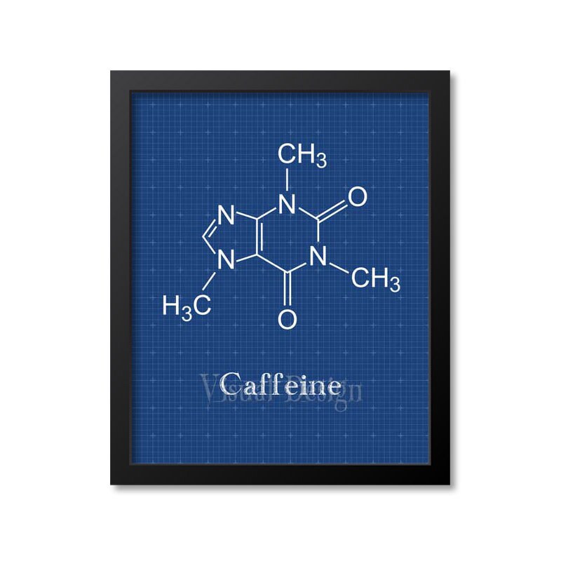 Caffeine Molecule Coffee Art Print, Coffee Poster, Science Wall Art ...