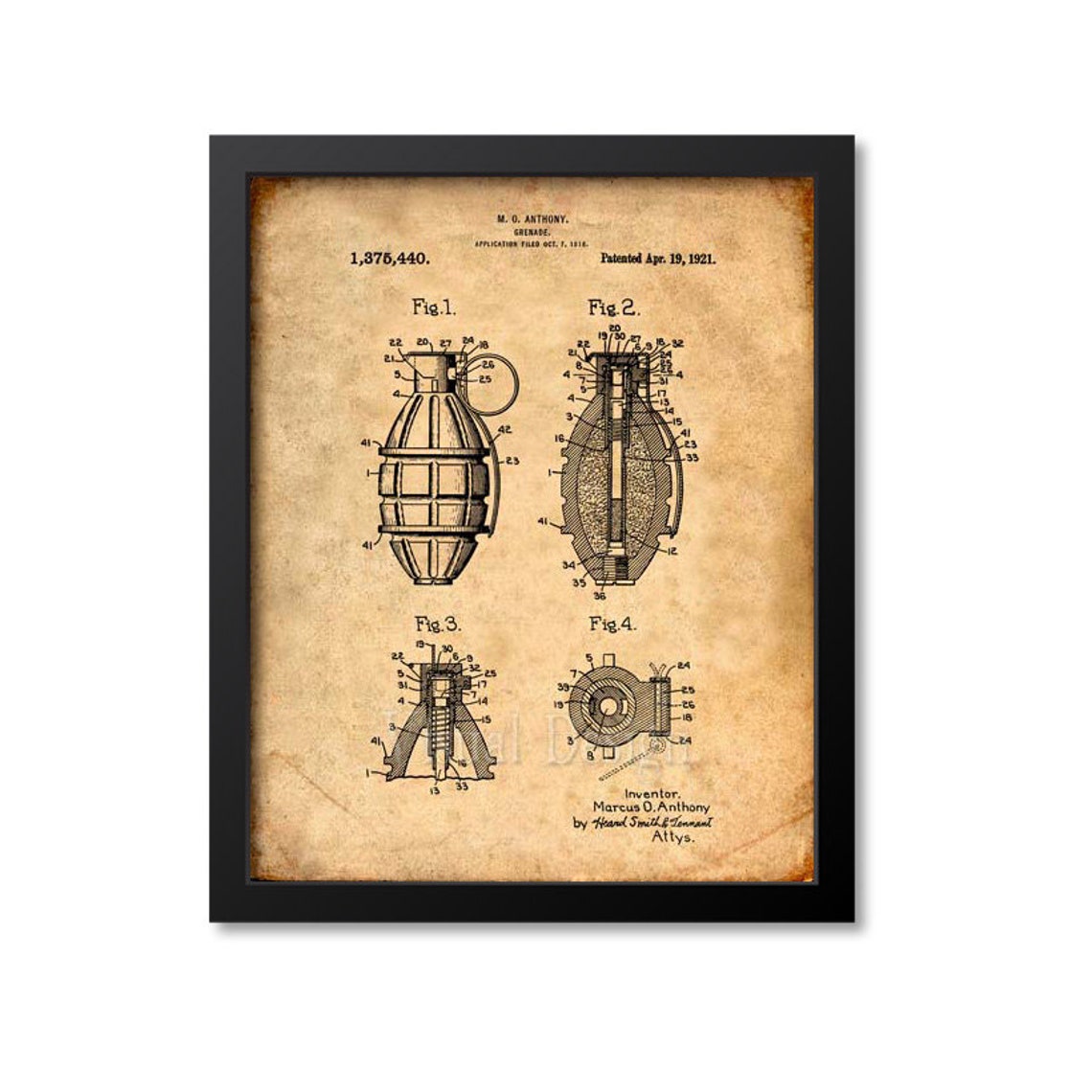 Grenade Patent Print Grenade Art Print - Etsy