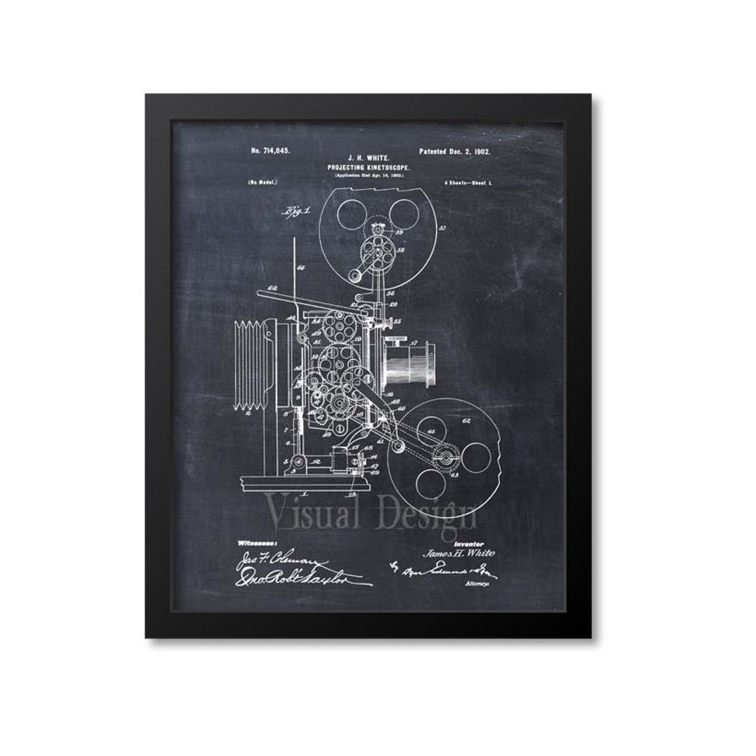 Kinetoscope Patent Print Motion Picture Projector Patent Art Print ...