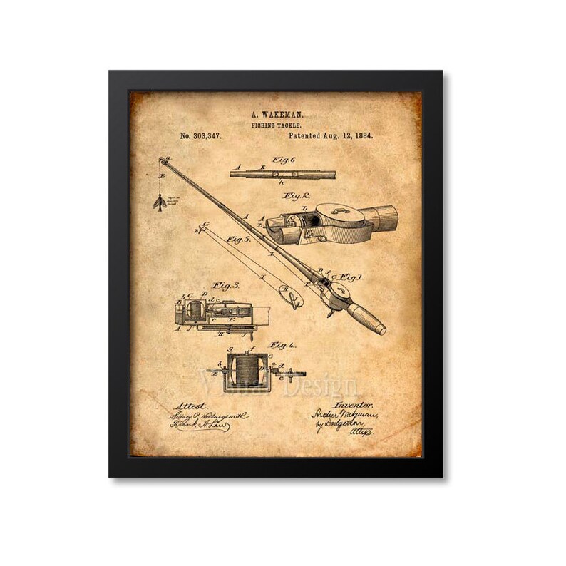 Fly Fishing Rod Wall Art Patent Print, Fishing Rod Art Print, Fishing ...