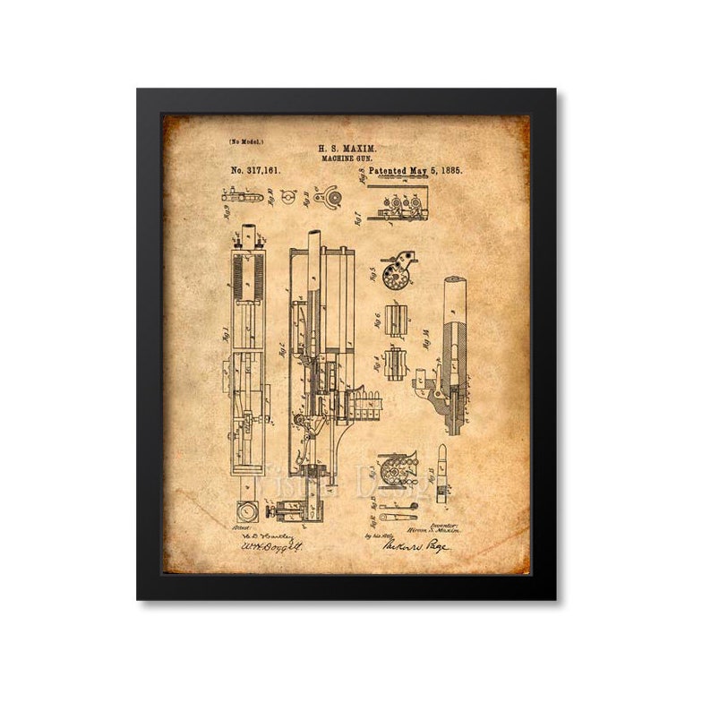 Machine Gun Patent Print Art 1885 - Etsy