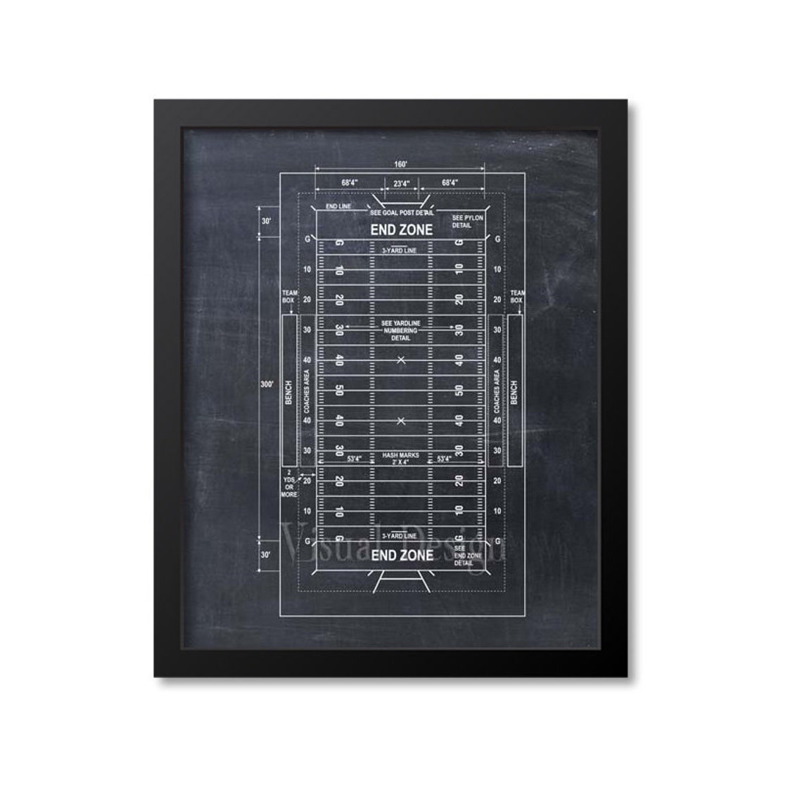 Football Coach Gift - Football Decor - Football Field Poster - Football ...