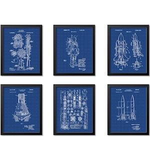 Rocket Blueprint, Set of 6, Space Patent Posters, NASA Art Gift, NASA ...