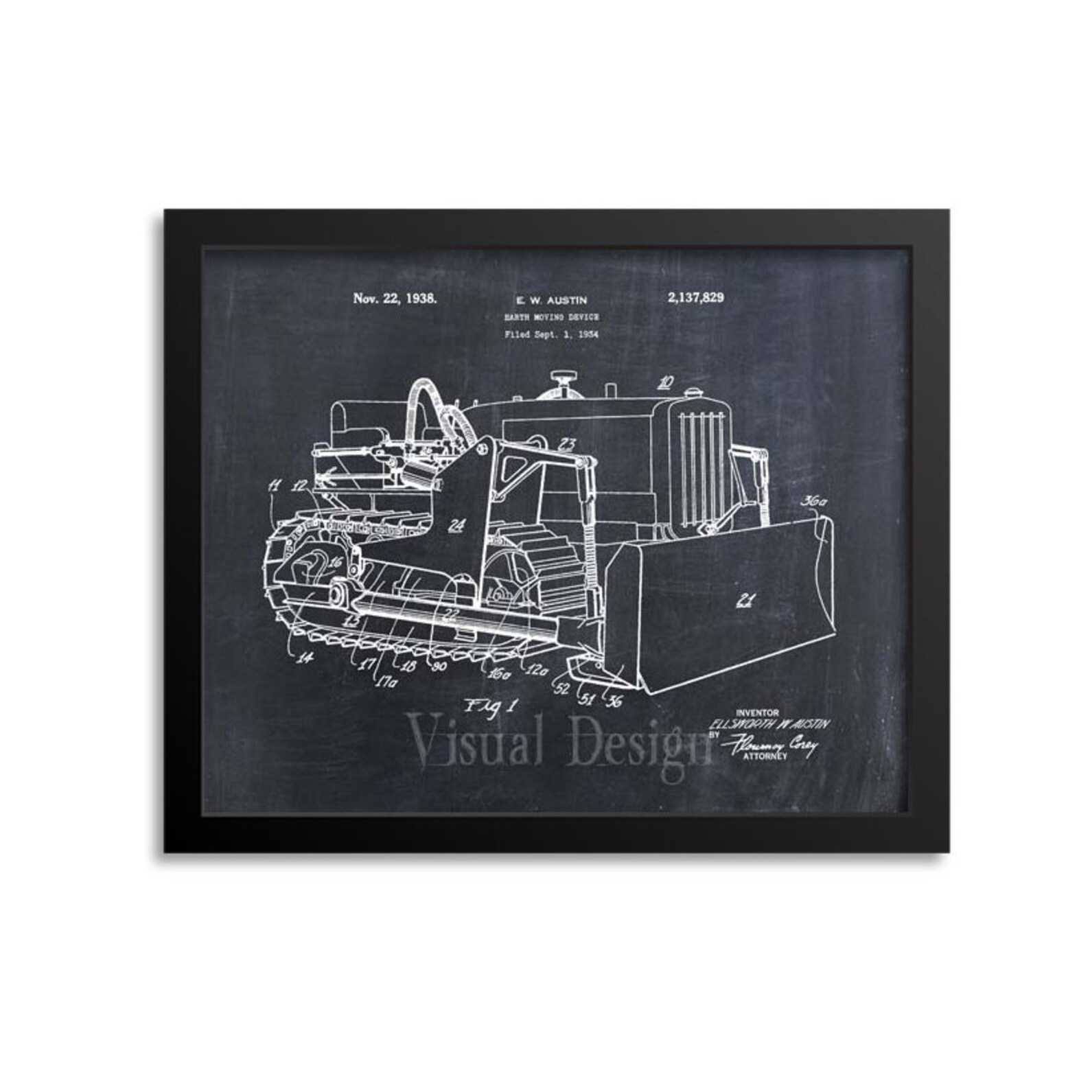 Bulldozer Patent Print Art, Construction Wall Art, Heavy Equipment ...