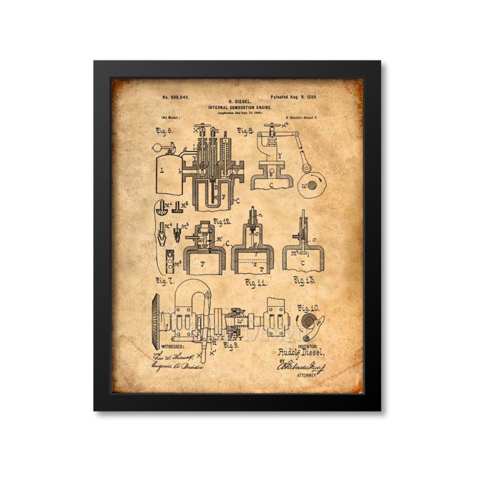 Diesel Engine Patent Print, Diesel Engine Wall Art Print - Etsy