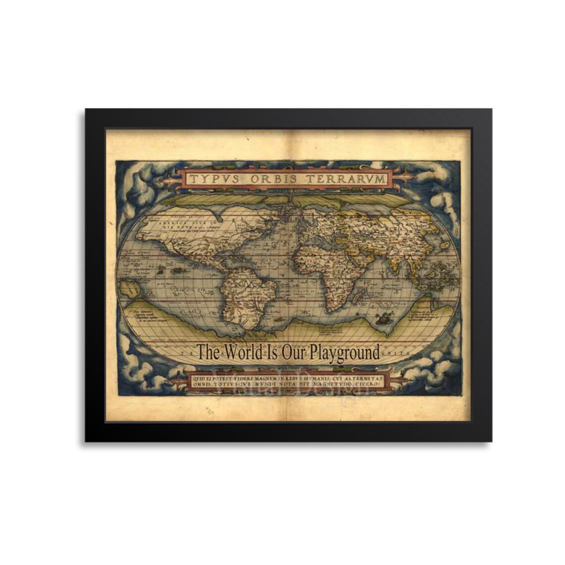 The World is Our Playground - Art Print Quote Vintage World Map ...