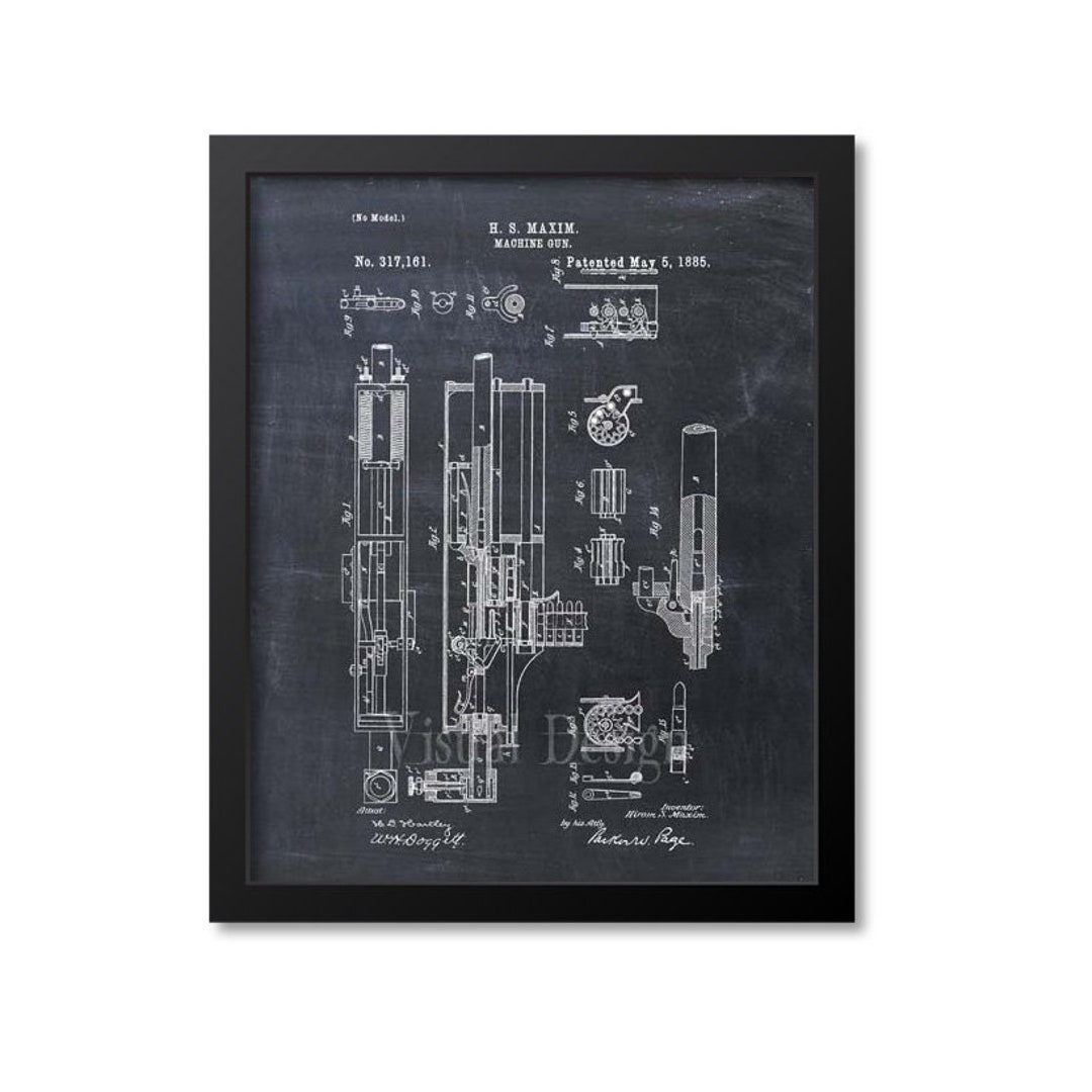 Machine Gun Patent Print Art 1885 - Etsy