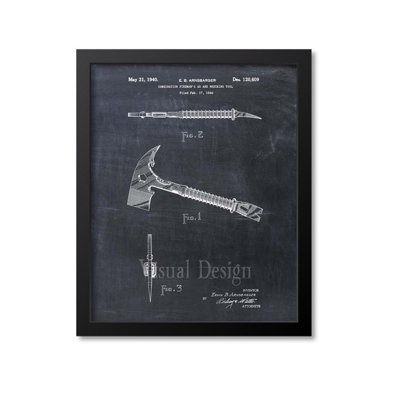 Fireman Ax Patent Print Firehouse Art Fire Fighter Gift - Etsy