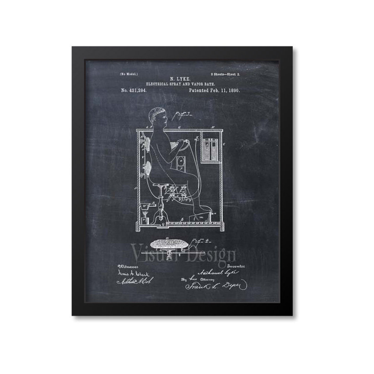 Electrical Spray and Vapor Bath Patent Print From 1890 | Etsy