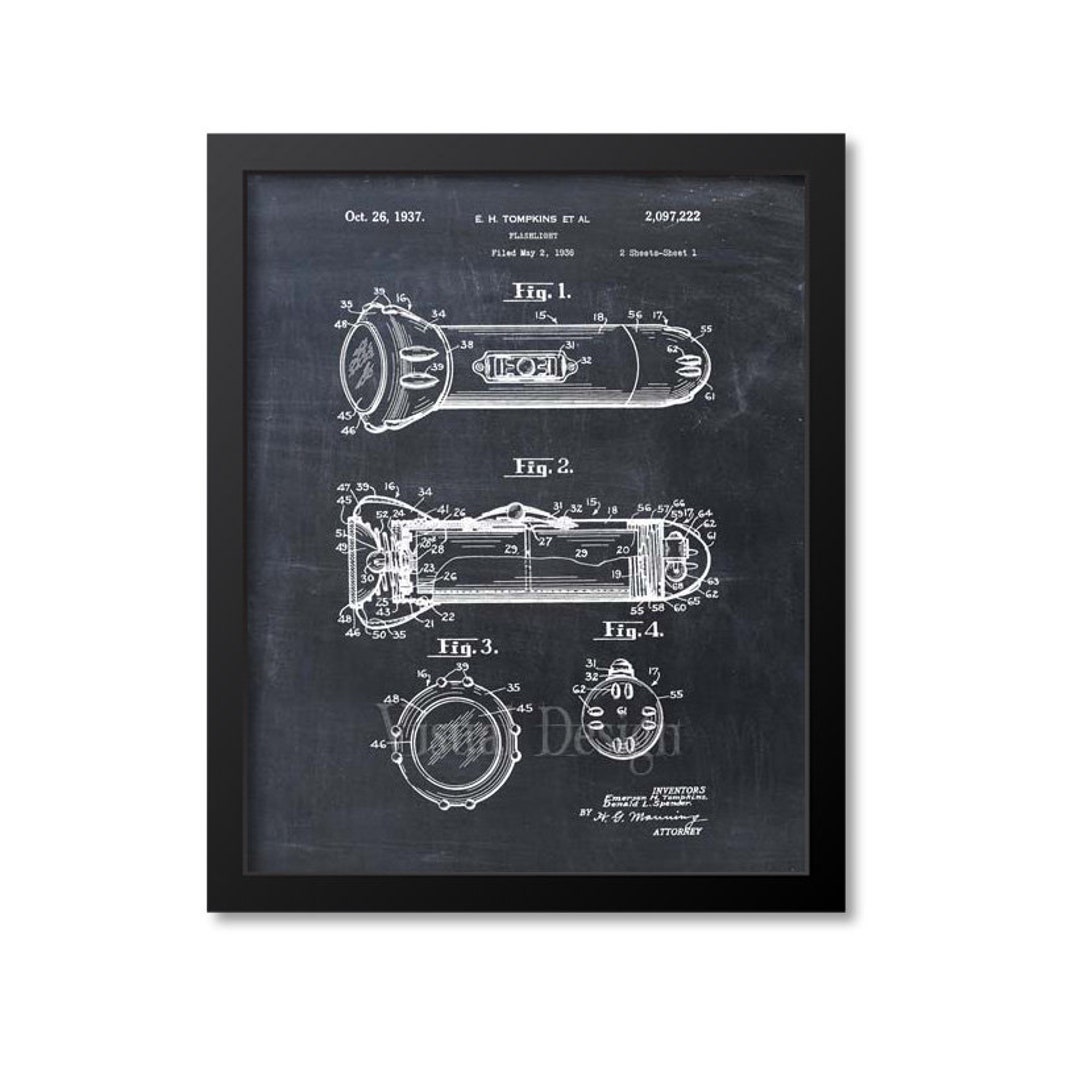 Flashlight Patent Print - Flashlight Patent Art Print - Patent Poster ...