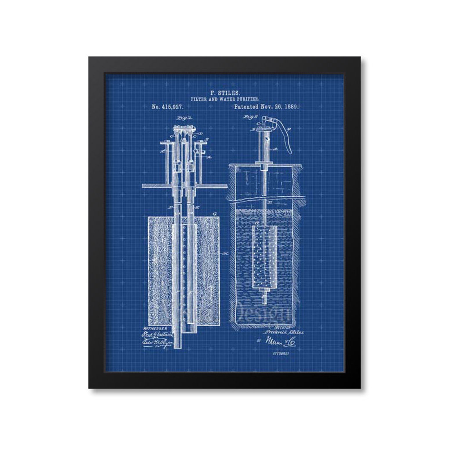 Water Filter Purifier Patent Print Engineer Gift Wall Art | Etsy