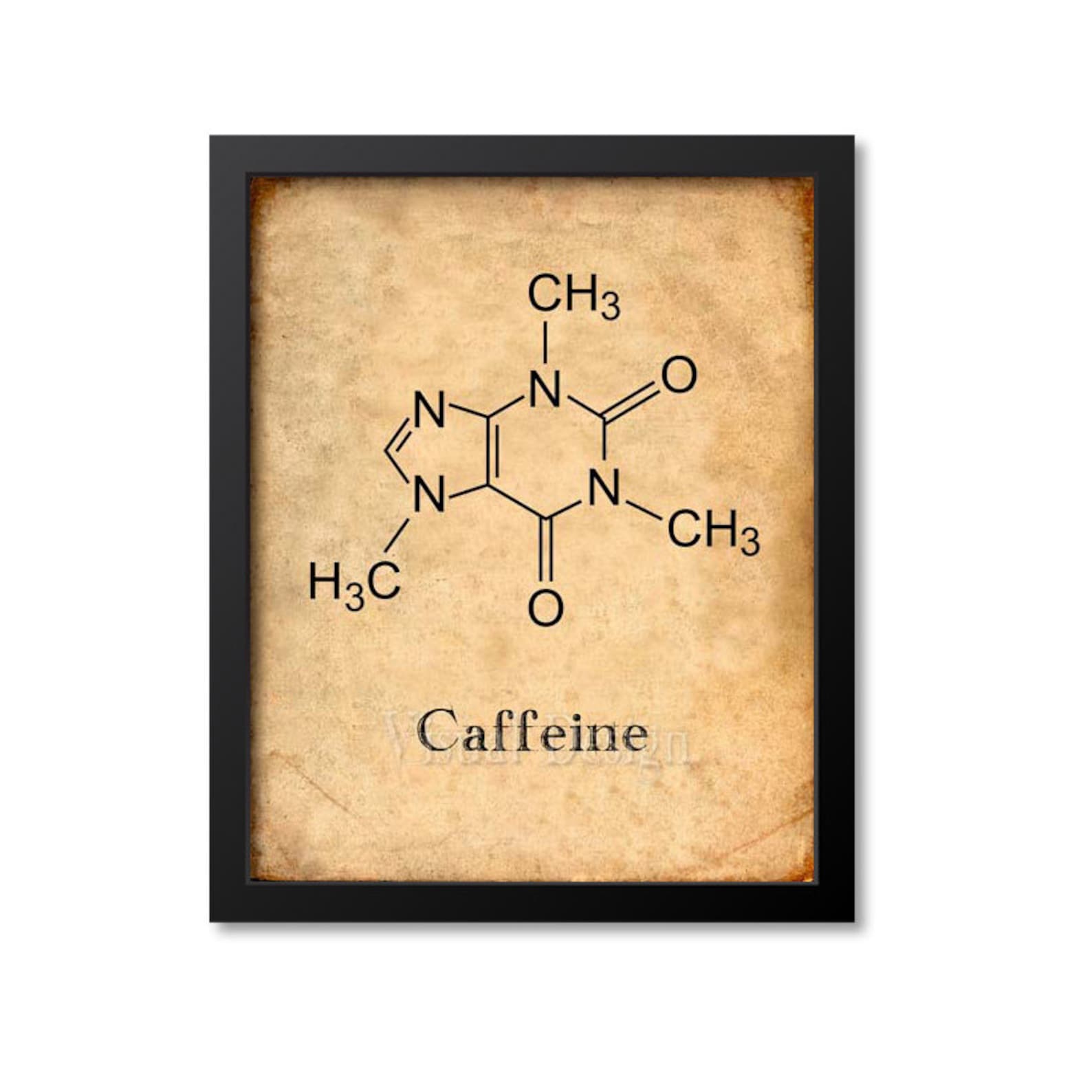 Caffeine Molecule Coffee Art Print, Coffee Poster, Science Wall Art ...