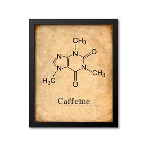 Caffeine Molecule Coffee Art Print, Coffee Poster, Science Wall Art ...