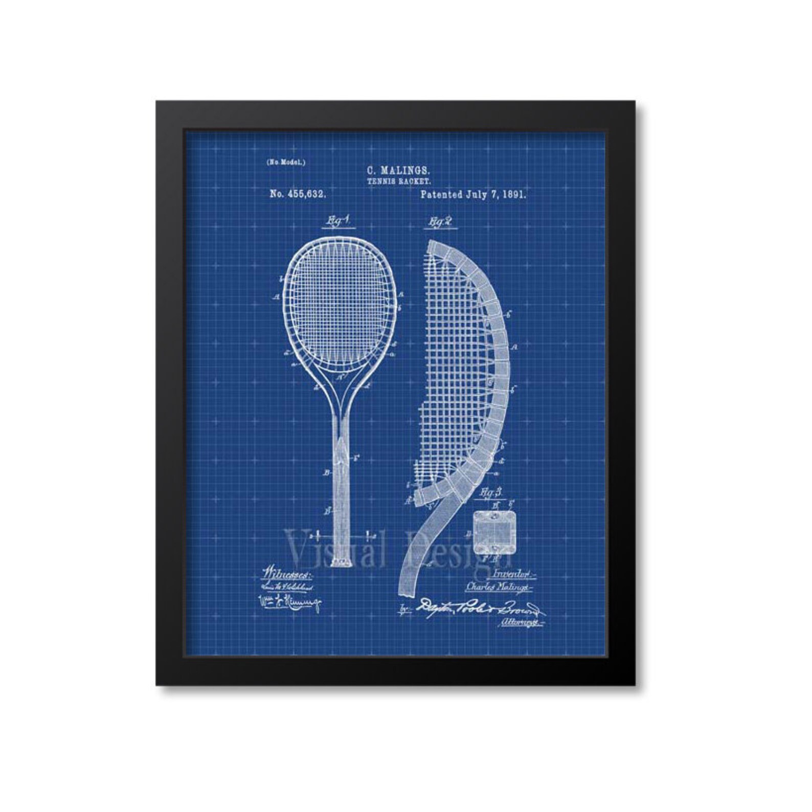 Tennis Racket Patent Print Wall Art - Etsy