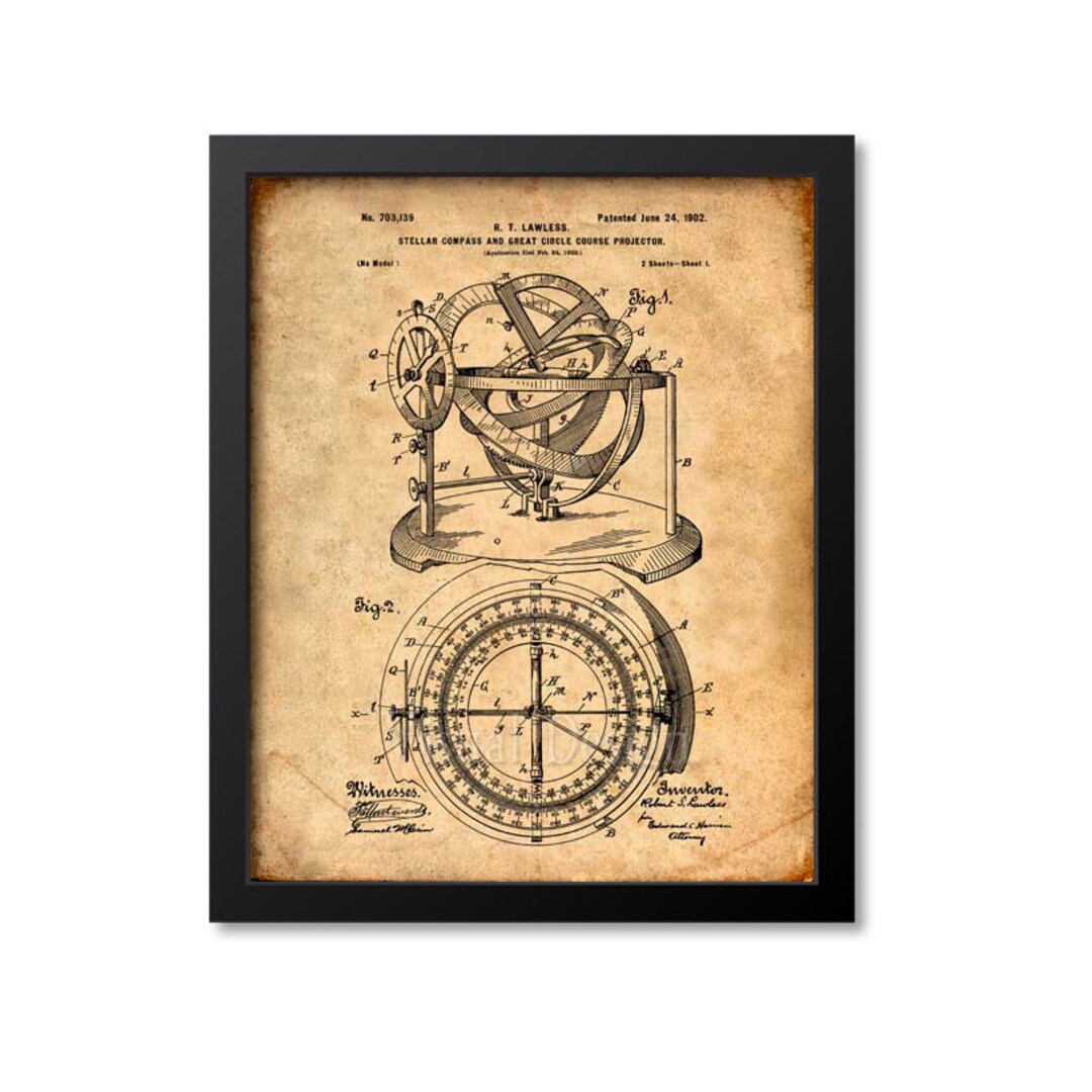Nautical Compass Patent Print Compass Art Print - Patent Poster ...