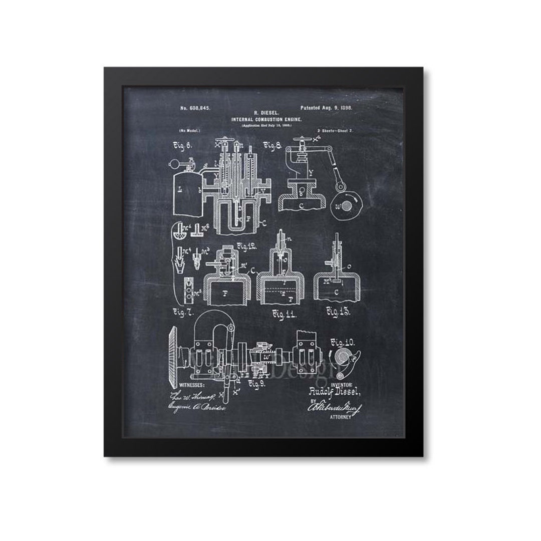 Diesel Engine Patent Print, Diesel Engine Wall Art Print - Etsy