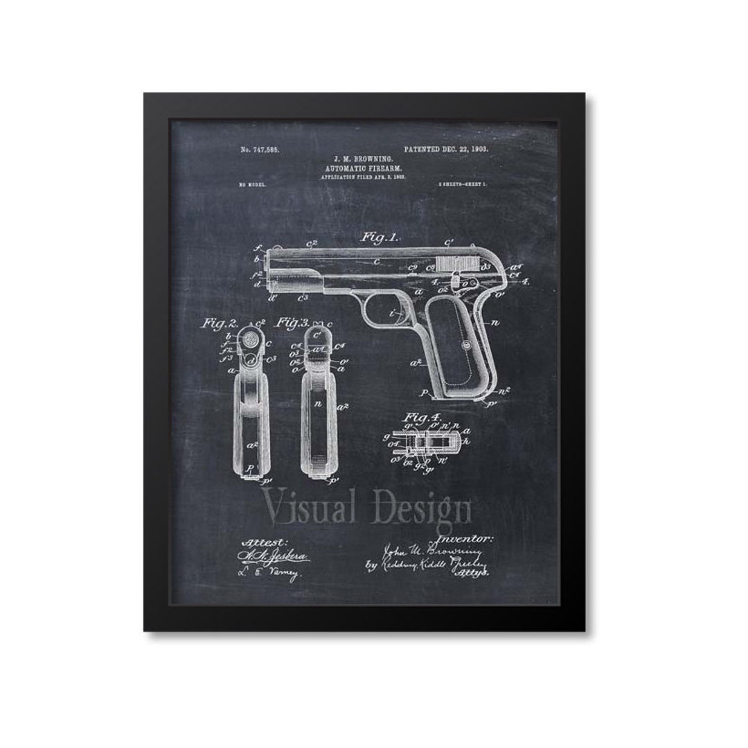 Handgun Patent Print, Handgun Art Print, Browning Gun Print - Etsy