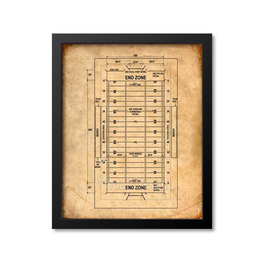 Football Coach Gift - Football Decor - Football Field Poster - Football ...
